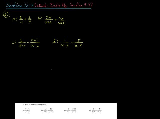 Adding and Subtracting Rational Expressions - #3a-d