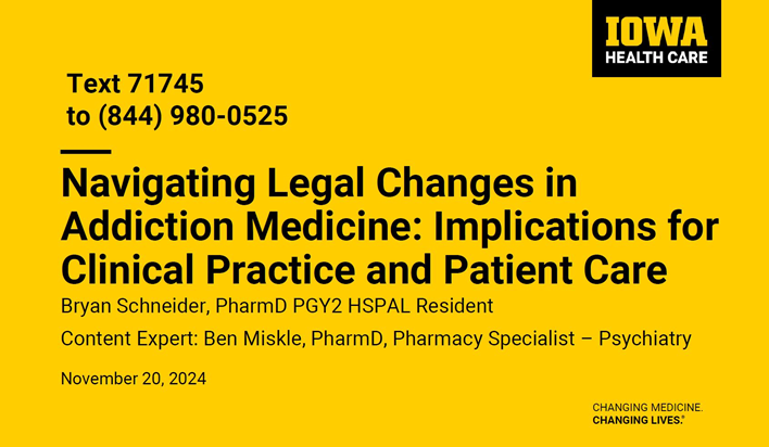 Pharmacy Grand Rounds - Navigating Legal Changes in Addiction Medicine ...
