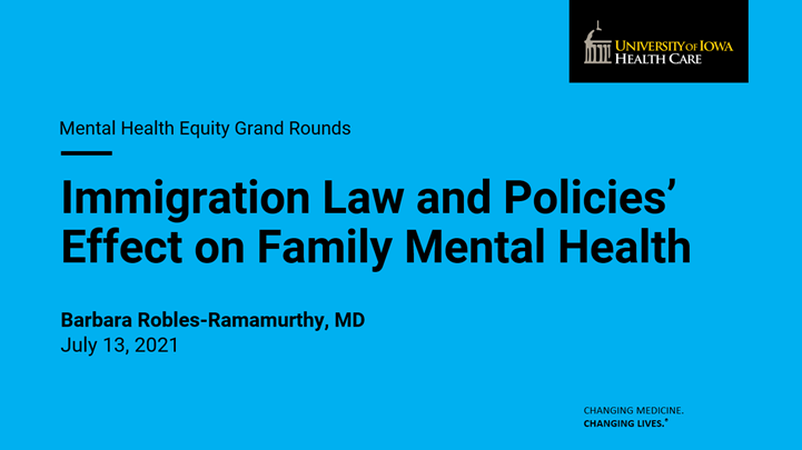 Mental Health Equity Grand Rounds Series - July 13, 2021