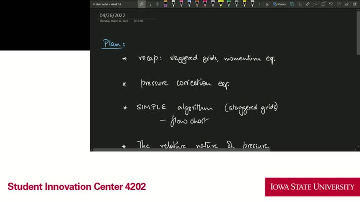Lecture #27 (04/26/2022): Pressure correction, SIMPLE algorithm ...