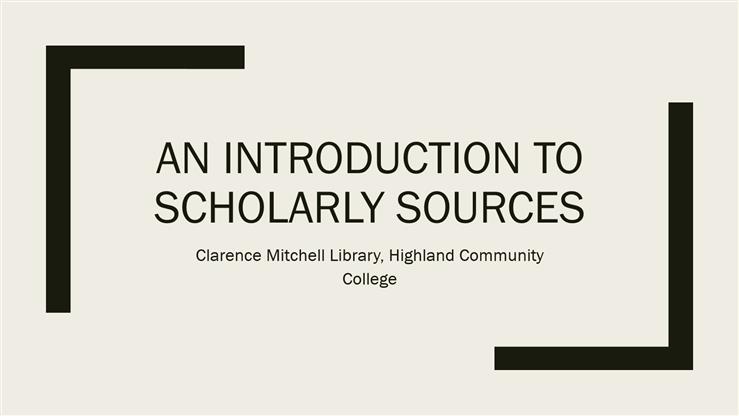 An introduction to scholarly sources