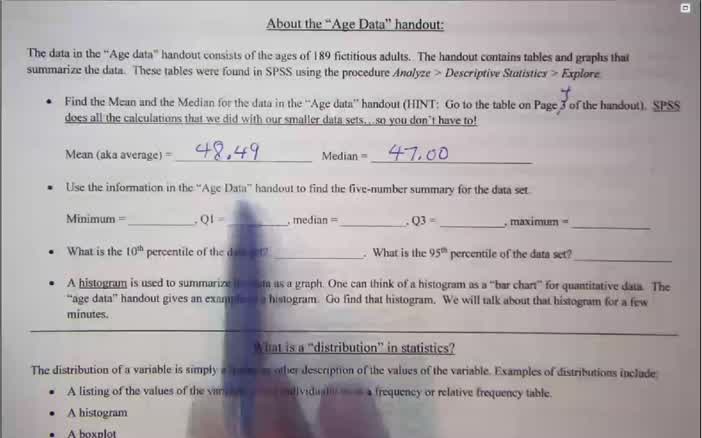 Handout 4 Part 2 One Quantitative Variable Part 1 (Descriptive Statistics)