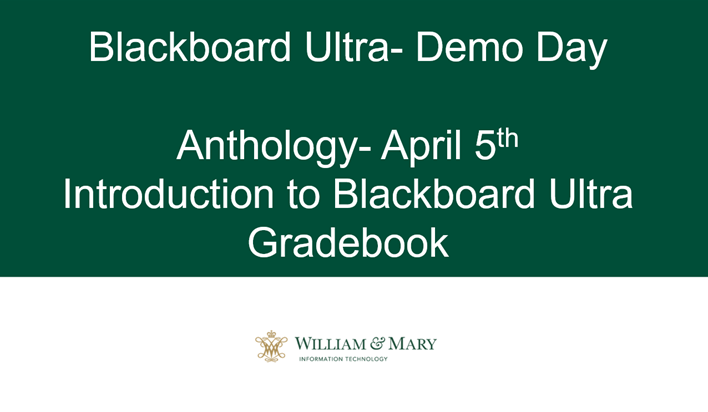 Blackboard Ultra Gradebook with Anthology