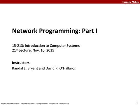 Lecture 21: Network Programming: Part 1
