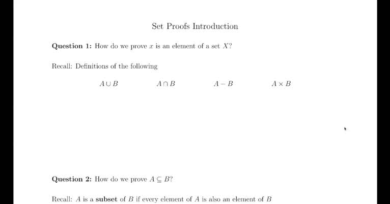 Intro to Set Proofs
