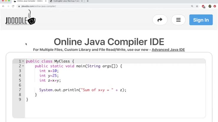 Introduction to Jdoodle and CodingBat