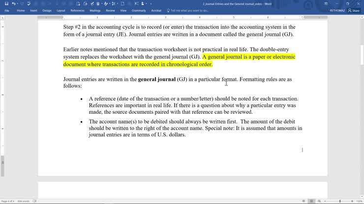 Journal Entries and the General Journal (Acc 210)