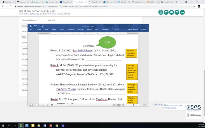 APA citations: source location element: URLs, permalinks, doi numbers