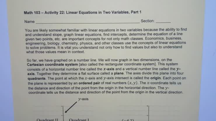 Math 103 Linear Equations in Two Variables Part 1