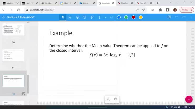 Mean Value Theorem for Deriv. with logs