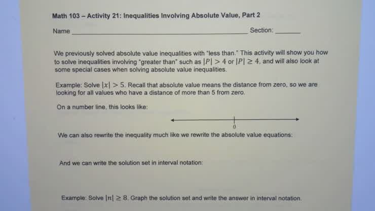 Math 103 Inequalities Involving Absolute Value Part 2