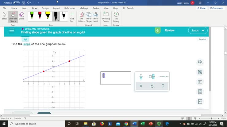 Finding slope given the graph of a line on a grid