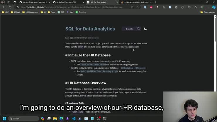 # Querying and Analysis for HR Database Project - HR Database Overview