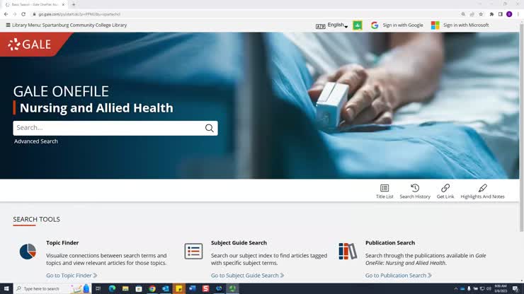 Searching in Gale OneFile: Nursing and Allied Health for PNR 120