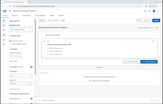 Qualtrics - Adding Questions