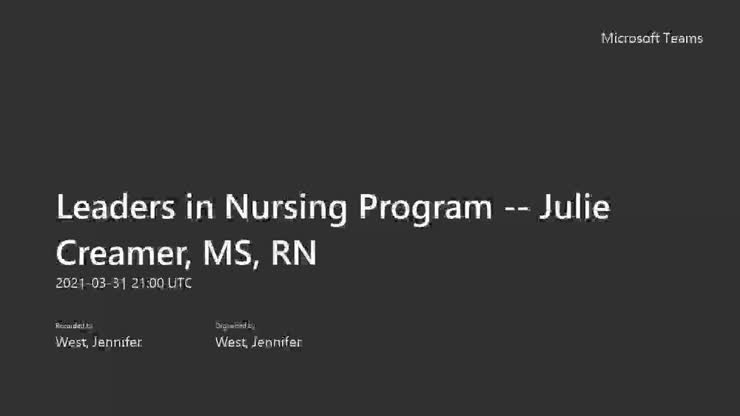 Leaders in Nursing Program -- Julie Creamer, MS, RN_1