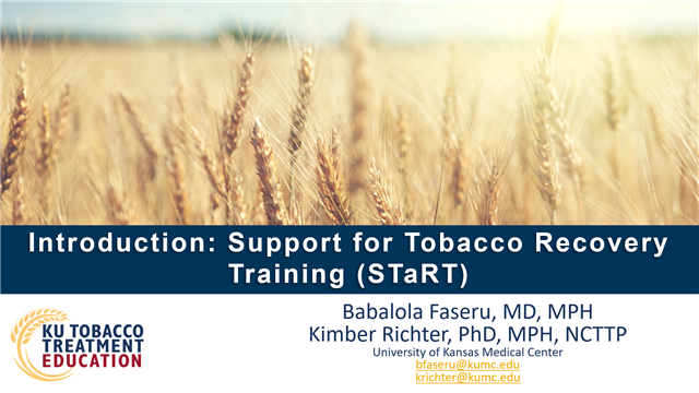 Start Here: Introduction: Support for Tobacco Recovery Training (STaRT)