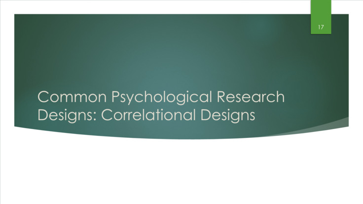 Correlational Designs