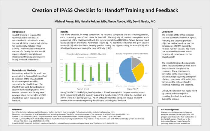 Creation of IPASS Checklist for Handoff Training and Feedback