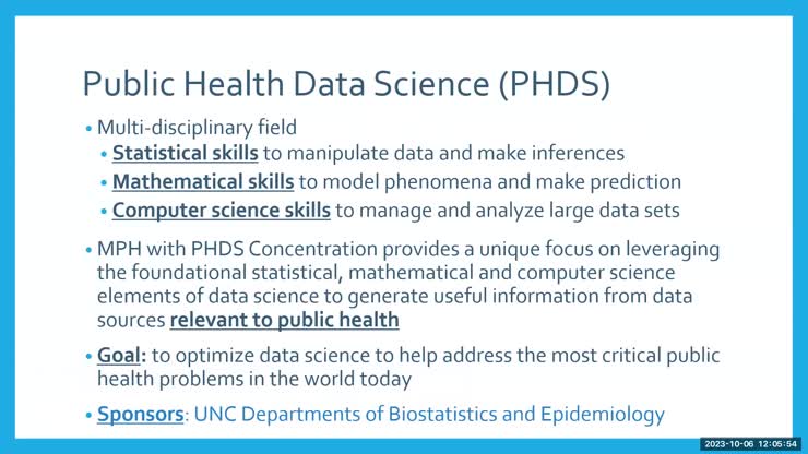 MPH Public Health Data Science Open House 2023