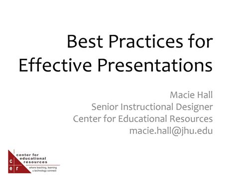 Best Practices for Presentations
