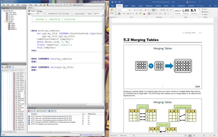 Video 57: SASP2 Chapter 5.2 Merging Tables Part I
