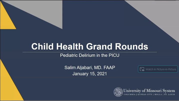 Pediatric Delirium in the PICU- Aljabari MD, FAAP