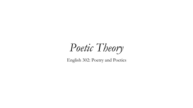 Poetic Theory Introduction