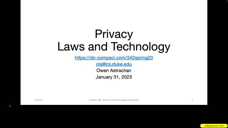 Owen Astrachan - Compsci 342 - Griffith Theatre - Spring 2023 on 1/31 ...