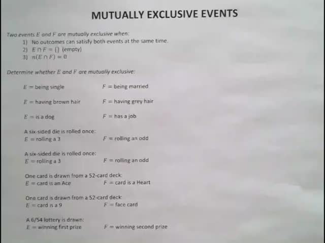 Mutually Exclusive Events