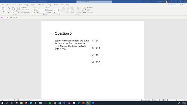 Practice pre-test #1 Question 5