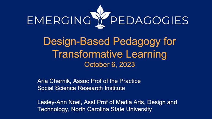 Design-Based Pedagogy for Transformative Learning: A Public ...