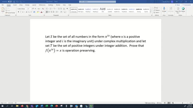 Operation Preserving Functions fourth example