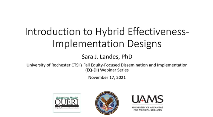 EQ-DI Webinar: Introduction to Hybrid Effectiveness-Implementation Designs
